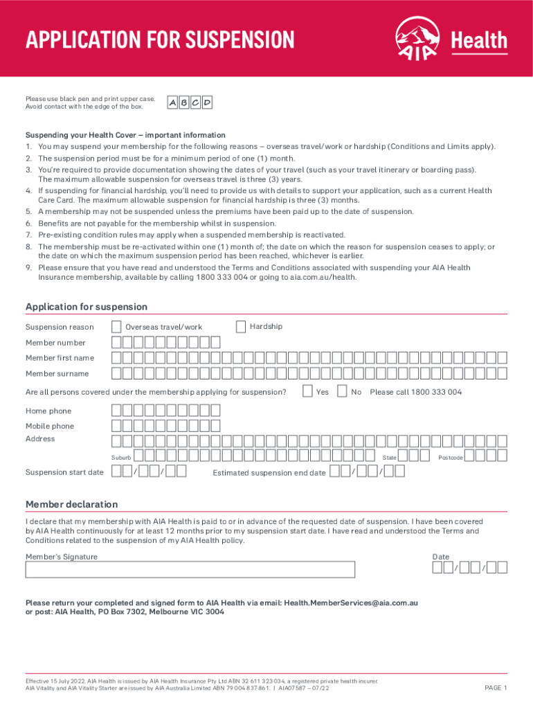 Fillable Online Application to Suspend Form - Police Health Fax Email Print - pdfFiller