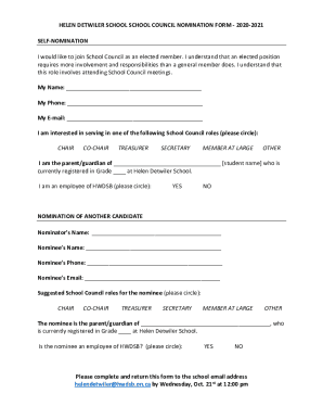 Fillable Online SCHOOL COUNCIL NOMINATION FORM Fax Email Print - pdfFiller
