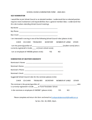 Fillable Online School Council Parent Self-Nomination Form - OCDSB Fax ...