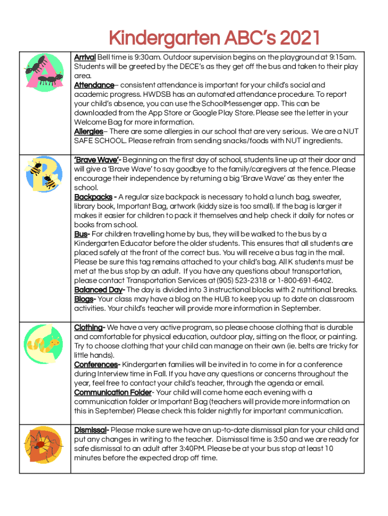 Fillable Online Kindergarten Registration F.A.Q. Wade King Elementary ...