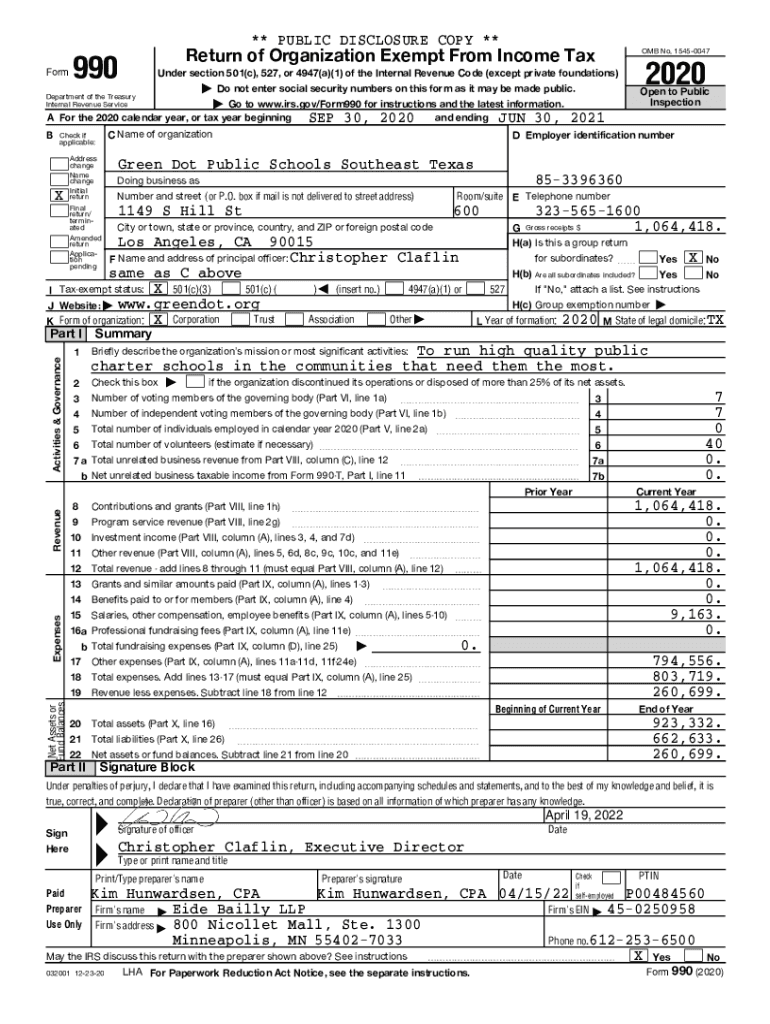 Fillable Online Return of Organization Exempt From Income Tax - Green ...