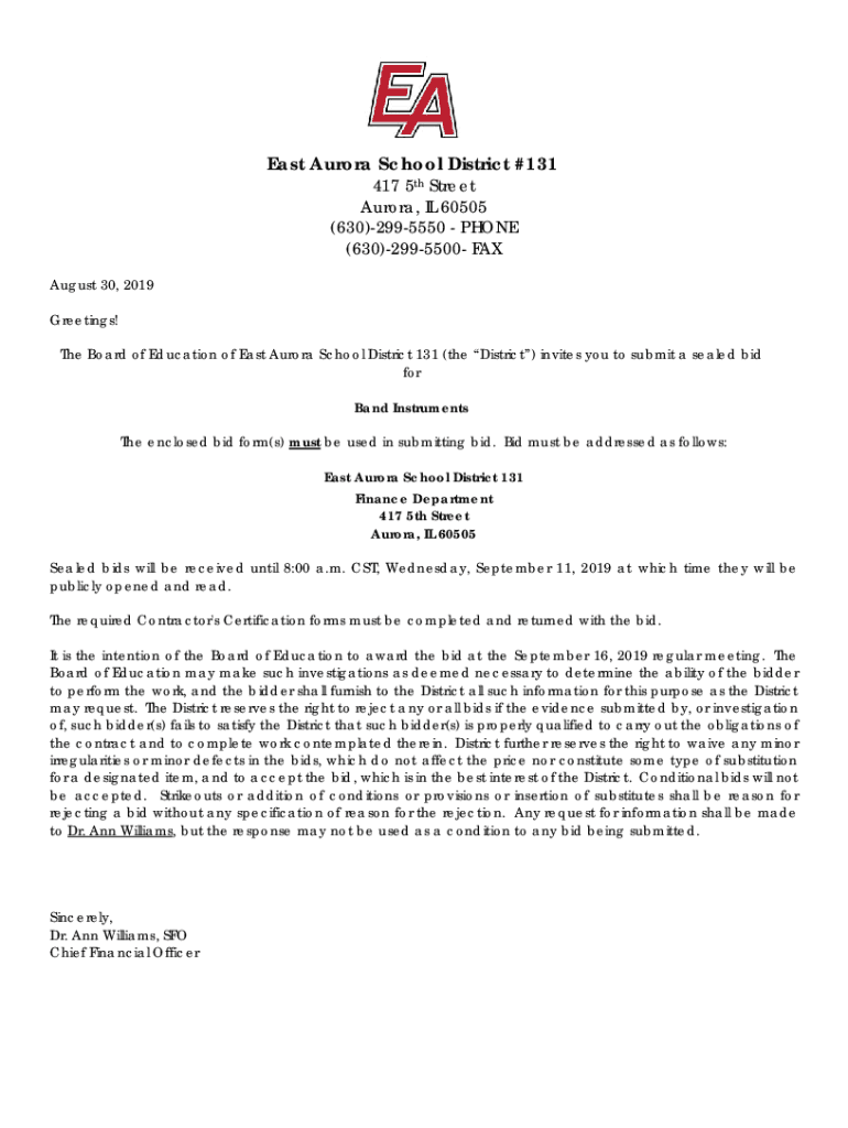 Fillable Online Final Bid Template for Band Instruments Fax Email Print - pdfFiller