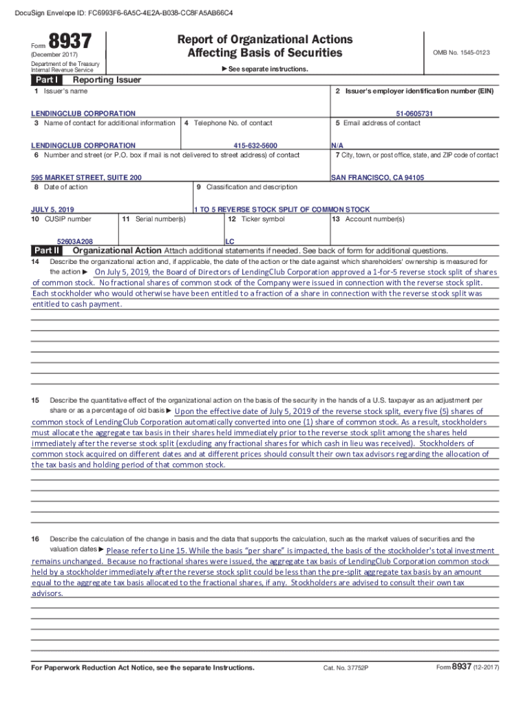 Fillable Online July-5-2019-Reverse-Stock-Split--IRS-Form-8937.pdf Fax ...