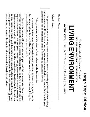 Fillable Online Part D of the Regents Examination in Living Environment ...