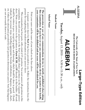 Fillable Online Algebra 1 Videos and Regents Questions with Answer Keys ...