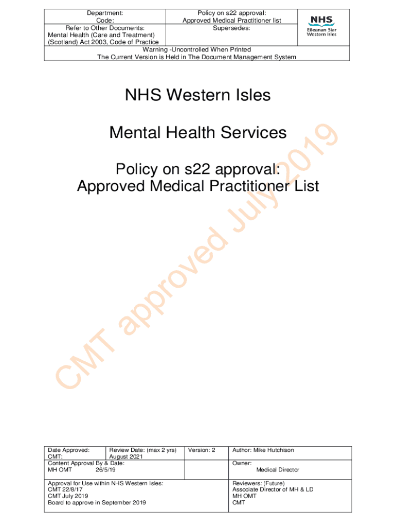 Fillable Online Approved Medical Practitioner List - NHS Western Isles ...