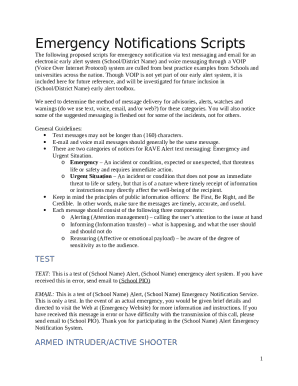 Emergency Message Templates Doc Template | pdfFiller