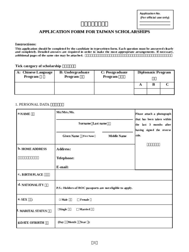 APPLICATION FOR TAIWAN ... Doc Template | pdfFiller