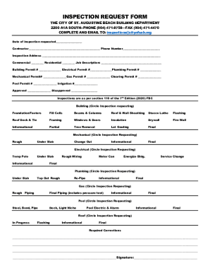Fillable Online INSPECTION REQUEST FORM, Complete and email to Fax ...