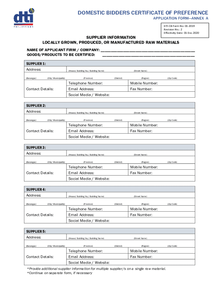 Fillable Online DOMESTIC BIDDERS CERTIFICATE OF PREFERENCE ... Fax ...