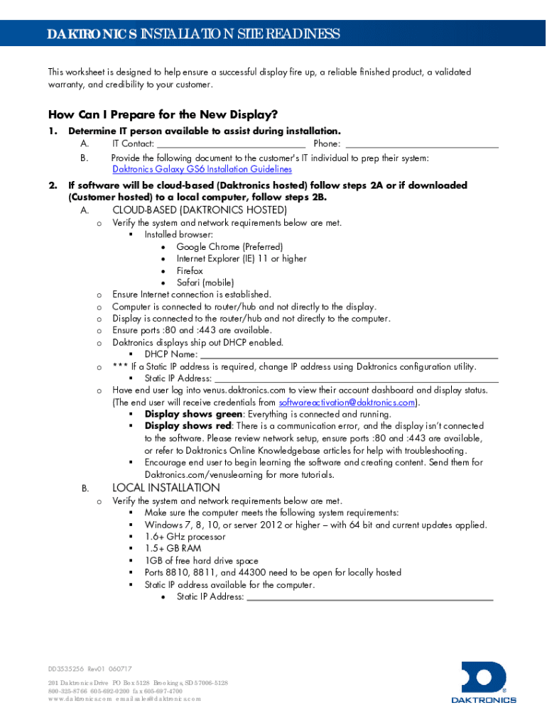 Fillable Online General Daktronics Document Template Fax Email Print ...