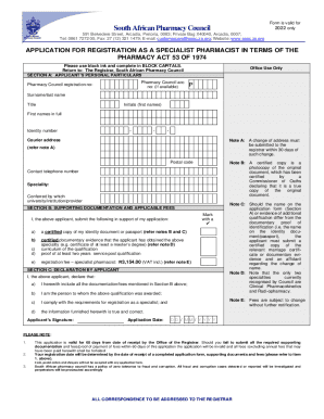 Fillable Online 2022 Application form - South African Pharmacy Council ...