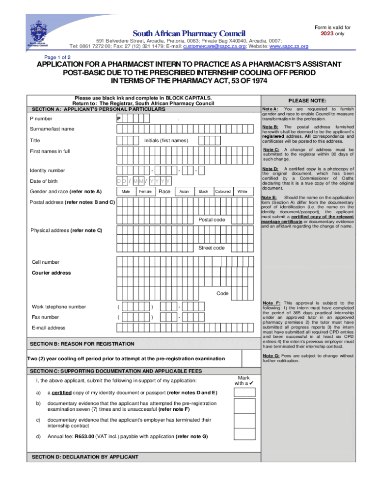 Fillable Online APPLICATION FOR A PHARMACIST INTERN TO PRACTICE AS A PHARMACISTS ASSISTANT Fax ...