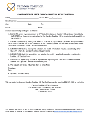 Fillable Online HIE Cancel Prior Opt-Out Form Fax Email Print - pdfFiller