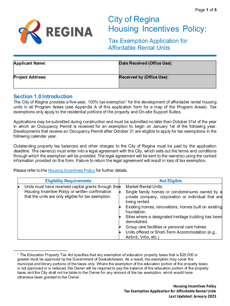 Fillable Online Affordable Rental Units Tax Exemption Application Form ...