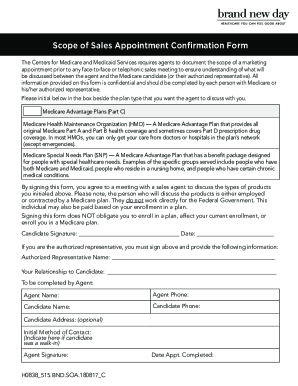Fillable Online Scope of Appointment Confirmation Form Fax Email Print ...