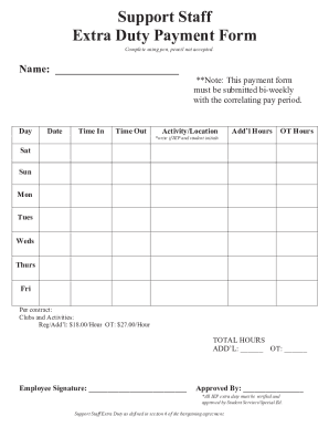Fillable Online SS Extra Duty Template (3) Fax Email Print - pdfFiller