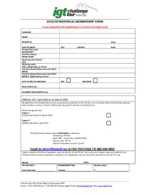 Fillable Online 2020/21 INDIVIDUAL MEMBERSHIP FORM Email to ... Fax ...