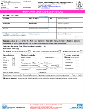 Fillable Online Contact us - Central and South Genomics Service Fax ...