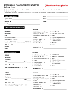 Fillable Online FAMILY PEACE TRAUMA TREATMENT CENTER Referral Form Fax ...