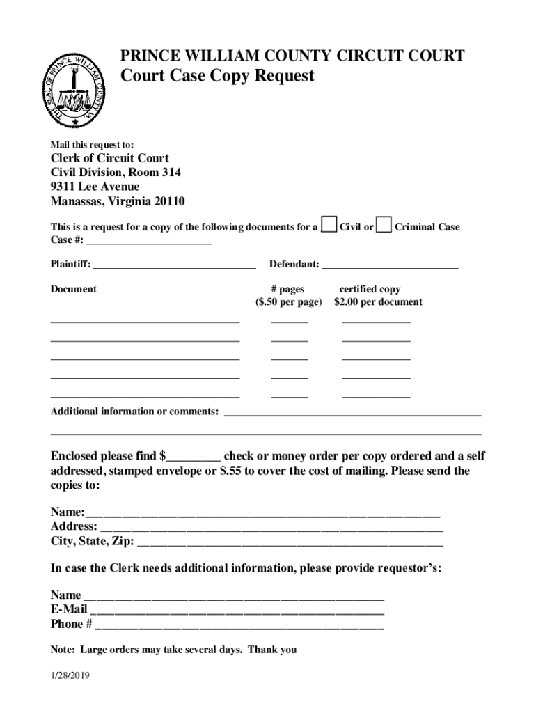 Fillable Online Criminal Case Copy Request Form Fax Email Print - pdfFiller