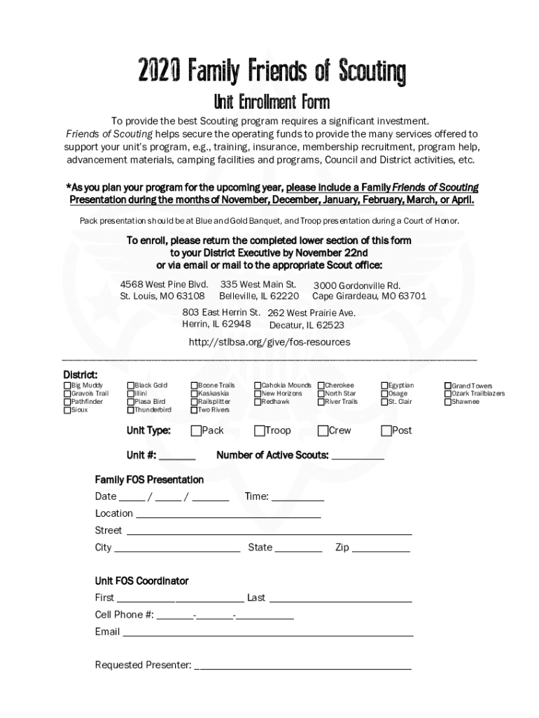 Fillable Online FOS (Friends of Scouting)Boy Scouts of America Fax Email Print - pdfFiller