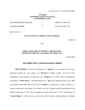 Fillable Online MOTION RECORD OF THE APPLICANT - Spergel Corporate Fax ...