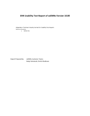Fillable Online EHR Usability Test Report of ezEMRx Version 10.00 Fax ...