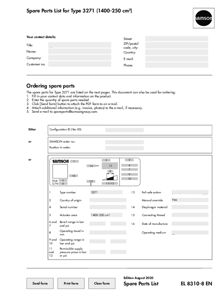 Fillable Online Request Spare Parts - Pressco Technology Fax Email ...