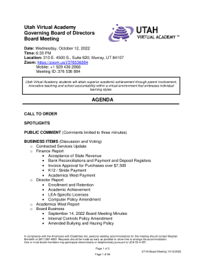 Fillable Online Board - Utah Virtual Academy - K12 Fax Email Print ...