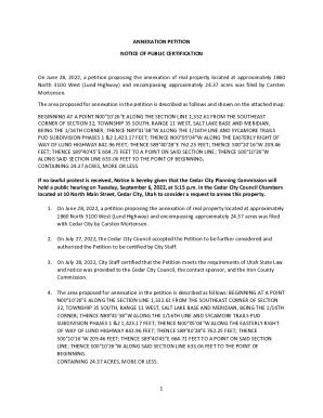 Fillable Online 1 annexation petition notice of public certification ...