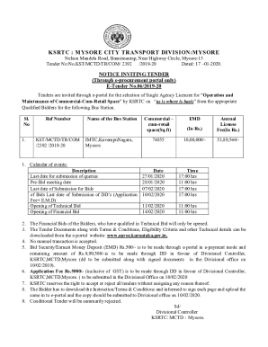 Fillable Online Tenders - Karnataka State Road Transport Corporation ...