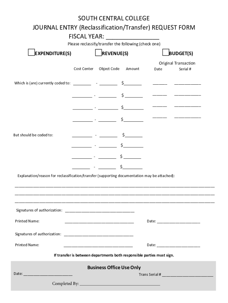 Fillable Online Transfer & Reclassification of Funds, Costs and Revenues ... Fax Email Print ...