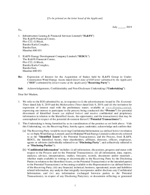 Fillable Online Non Disclosure Undertaking - IL&FS Fax Email Print ...