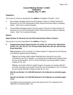 Fillable Online The consent of Council is requested for the addition of ...