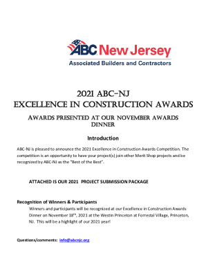 Fillable Online Excellence in Construction Awards and Holiday Party ...