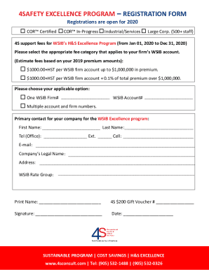 Fillable Online 4SAFETY EXCELLENCE PROGRAMREGISTRATION FORM Fax Email ...