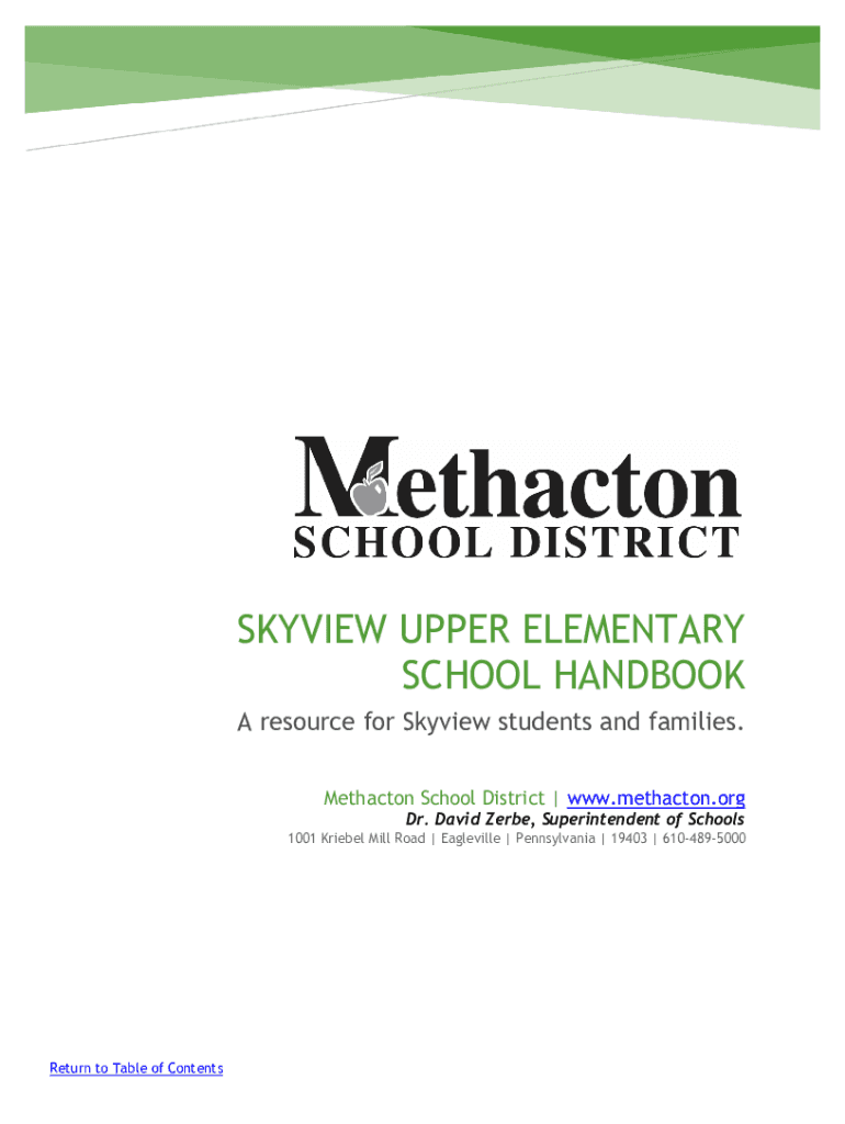 Fillable Online Skyview Upper elementary School handbook. A resource ...