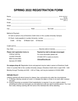 Fillable Online SPRING 2022 REGISTRATION FORM Fax Email Print - pdfFiller