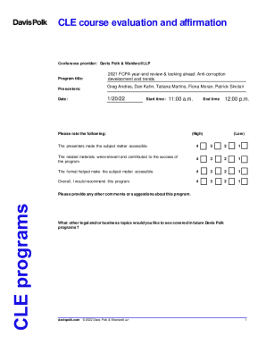 Fillable Online CLE form - Davis Polk Fax Email Print - pdfFiller