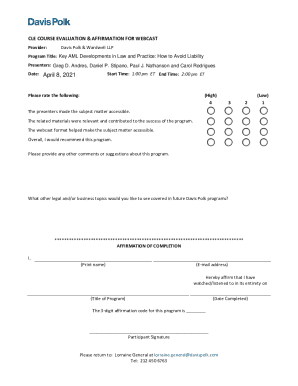 Fillable Online Continuing Legal Education (CLE) Program Evaluation ...