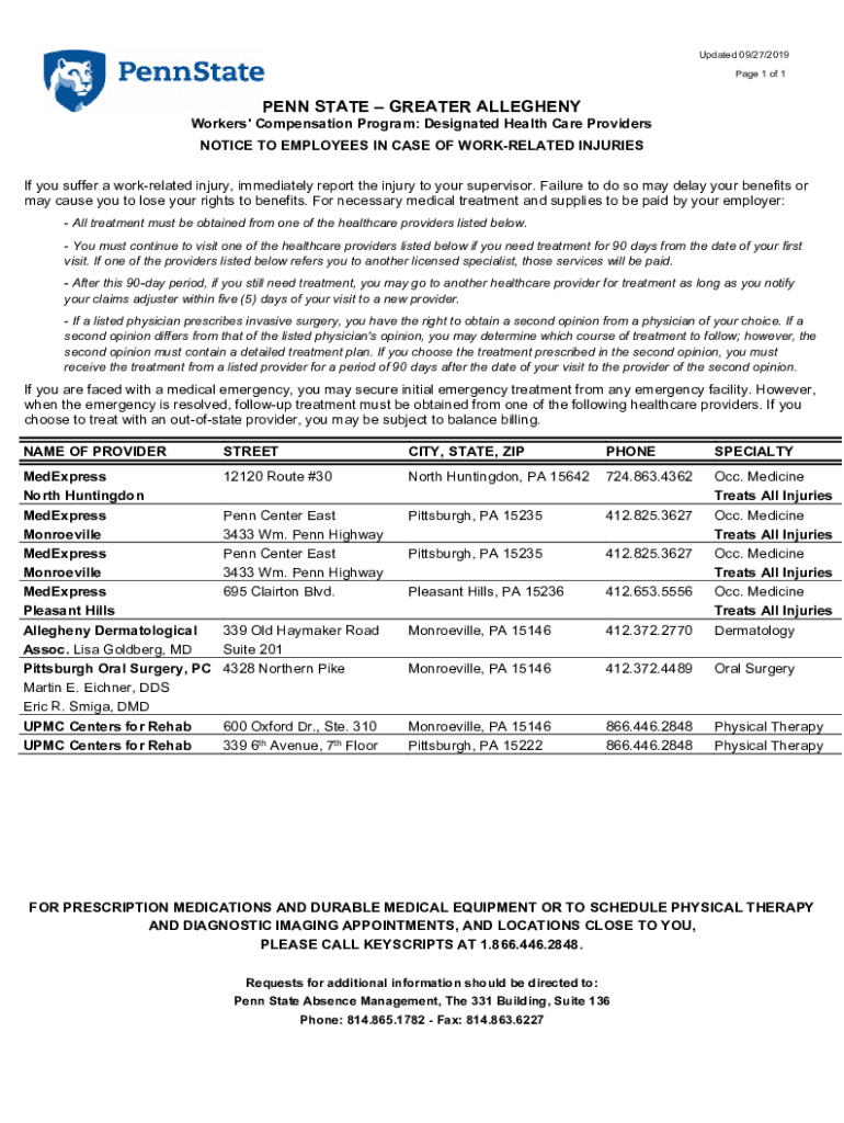 Fillable Online GREATER ALLEGHENY NOTICE TO ALL ... - PENN STATE Fax ...