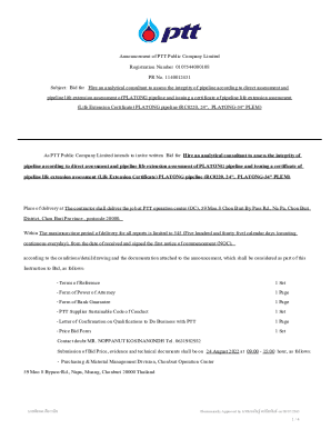 Fillable Online Announcement of PTT Public Company Limited Registration ...