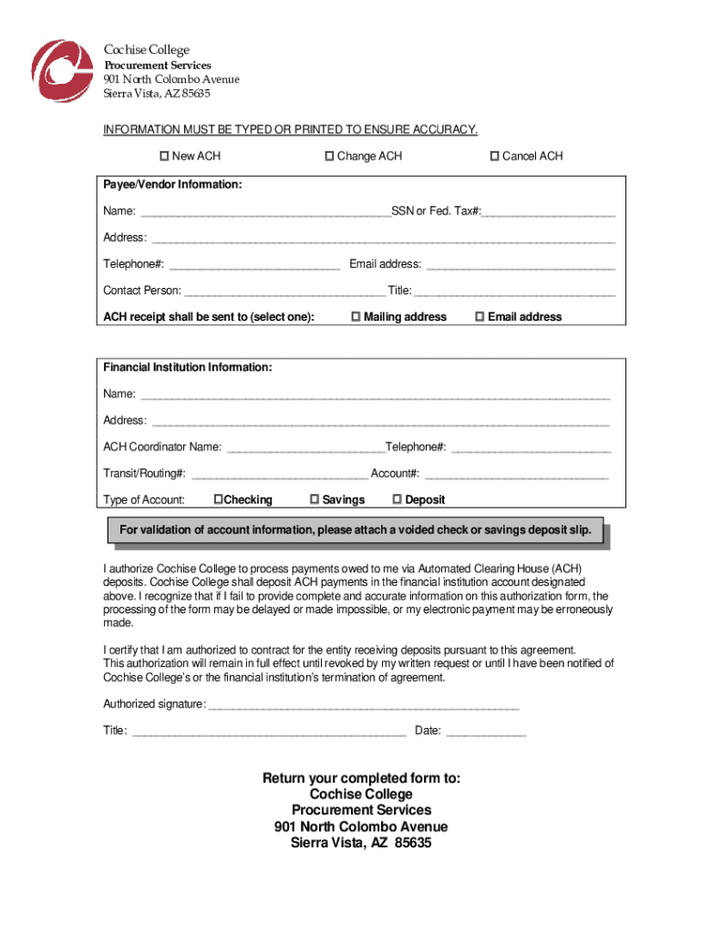 Fillable Online ACH-Vendor-Request-Form-Rev.-042021.pdf - Cochise ...
