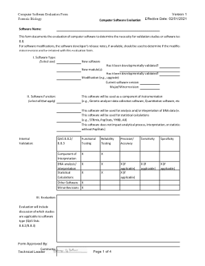 Fillable Online Software Evaluation Form Template Fax Email Print ...