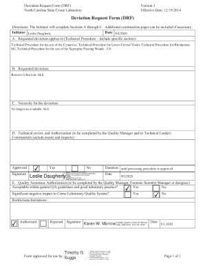 Fillable Online Deviation Request Form (DRF) Leslie Daugherty ...