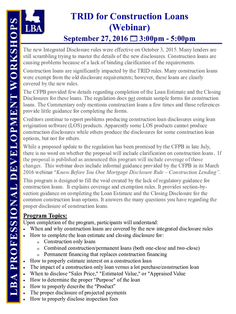 Fillable Online The New TILA & RESPA Integrated Disclosure Rule (TRID ...