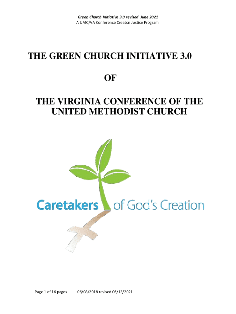 Fillable Online THE GREEN CHURCH INITIATIVE 3.0 OF THE VIRGINIA ... Fax ...