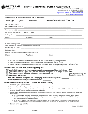 Fillable Online Short-Term Rental Permit Application - Beltrami County ...