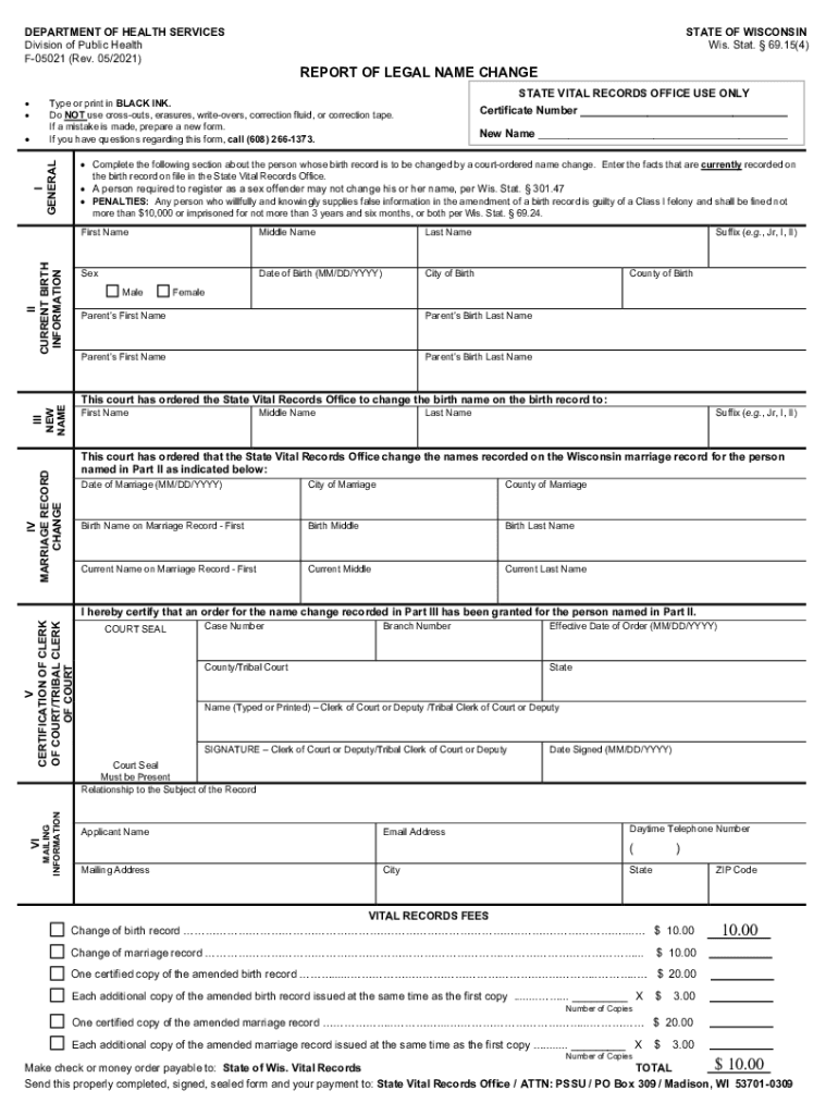 Fillable Online dhs wisconsin Forms: Birth Death Marriage Certificates ...